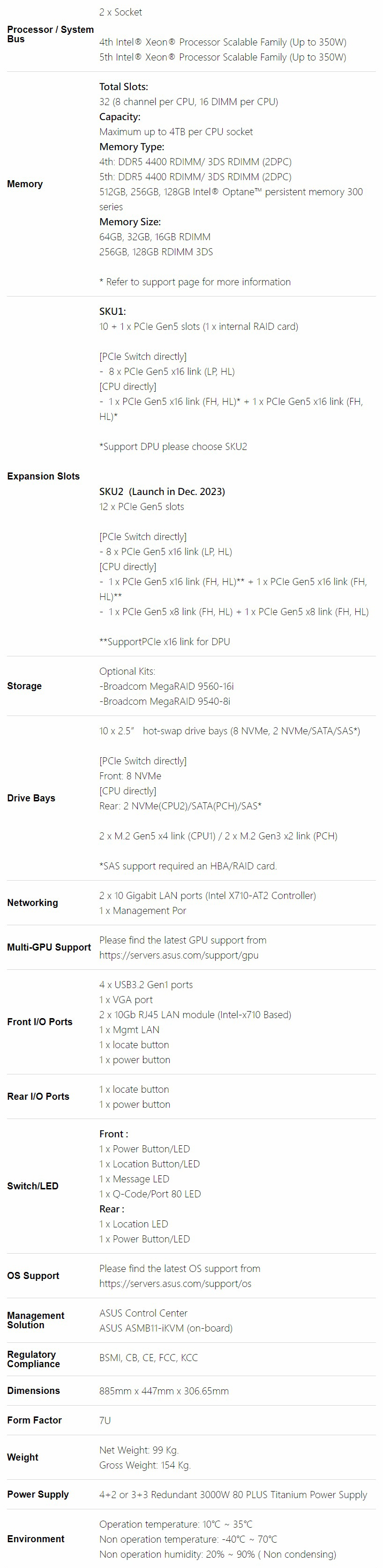 ASUS 華碩 ESC N8-E11 雙CPU 7U機架式 H100 支援8GPU 伺服器(90SF02T1-M00290 ...